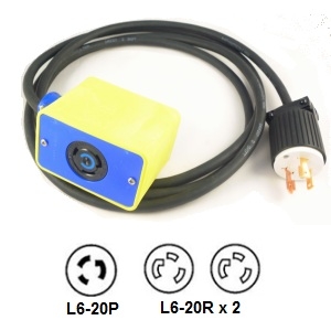 NEMA L6-20P to 2 x L6-20R Pendant Drop Power Cord | Cables.com