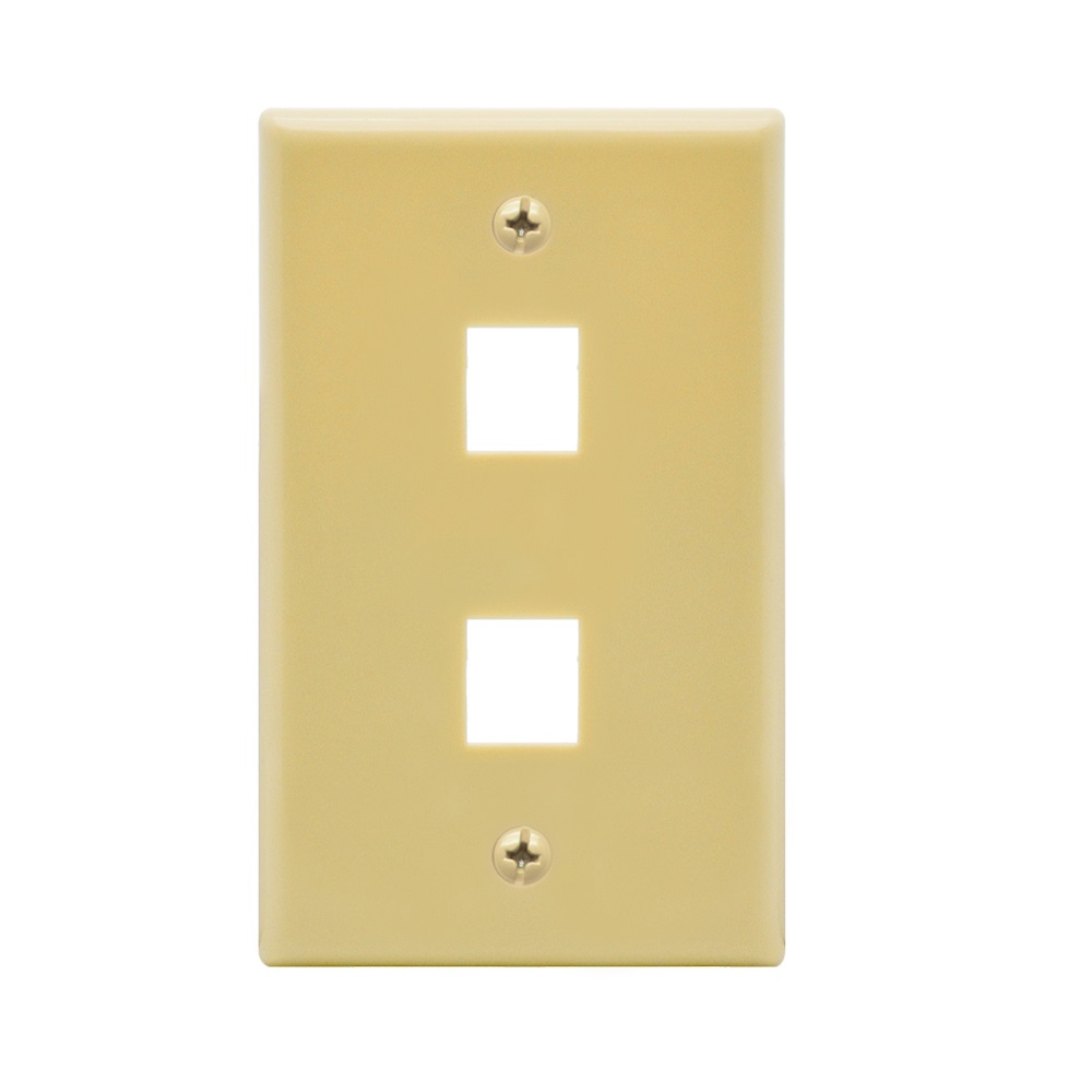 DUAL Outlet Flush Wall Plate- IVORY | Cables.com