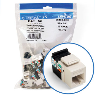 Cat 5E Leviton Gigamax 5E Quickport Connector Quickpack 25-Pack In ...