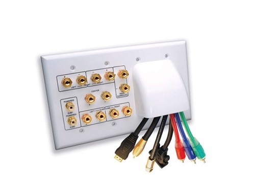 Whole House Audio Wide Port & 6.2 Home Theater Wall Plate In White