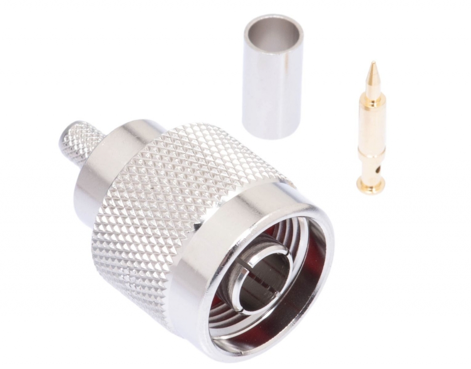 N Type RG58 Male 3 Piece Crimp Connector | Cables.com