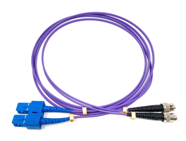 1m Violet SC TO ST 9/125 Duplex Singlemode Fiber Optic Cable at Cables.com